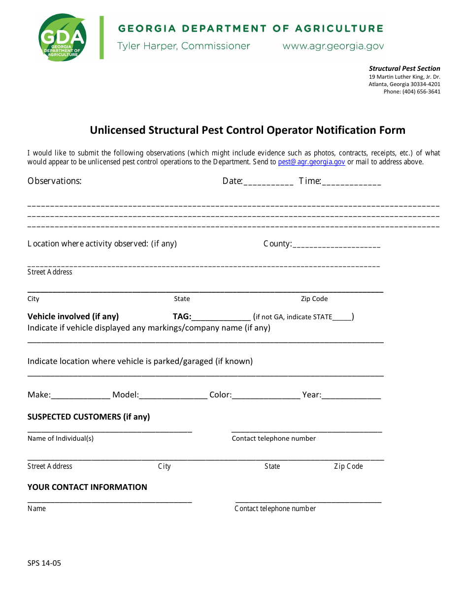 Form SPS14-05 - Fill Out, Sign Online and Download Printable PDF ...