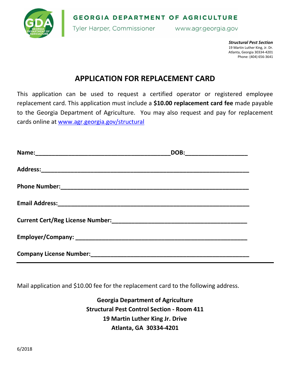 Georgia (United States) Application for Replacement Card - Fill Out ...