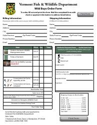 2023 Vermont Wild Buys Order Form - Fill Out, Sign Online and Download ...