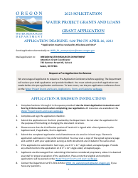 2023 Oregon Water Project Grants and Loans - Grant Application - Fill ...