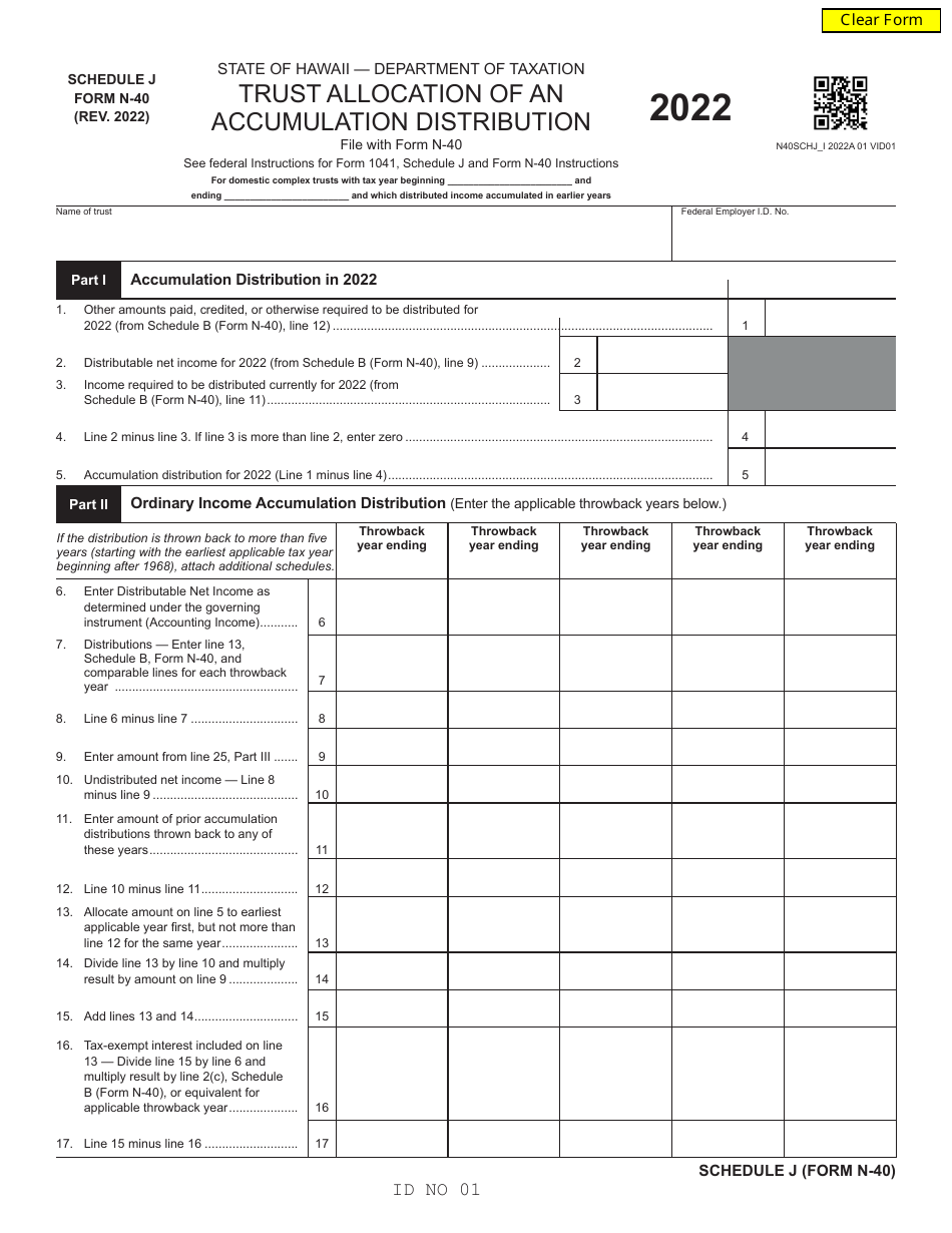 Form N-40 Schedule J - 2022 - Fill Out, Sign Online and Download ...
