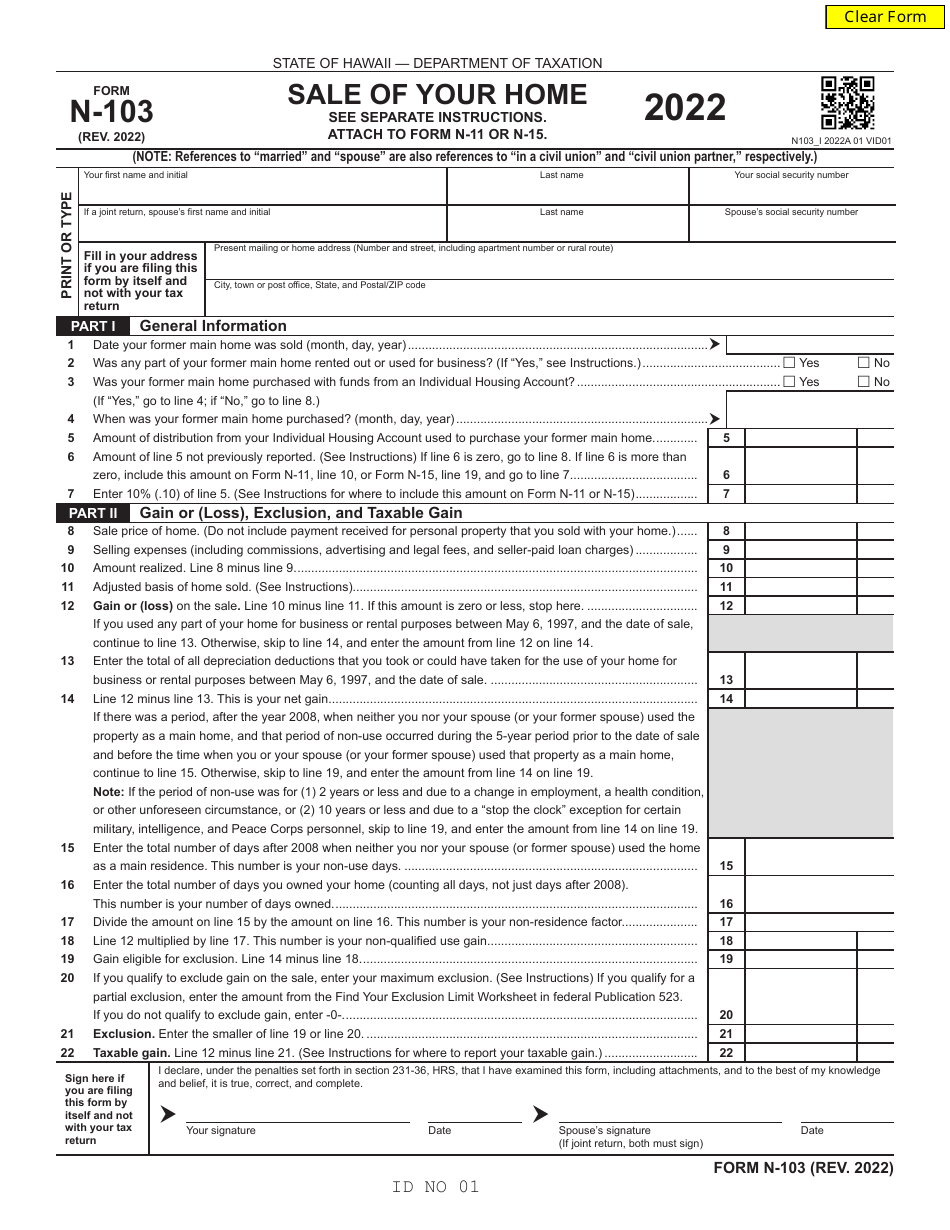 Form N-103 - 2022 - Fill Out, Sign Online and Download Fillable PDF ...