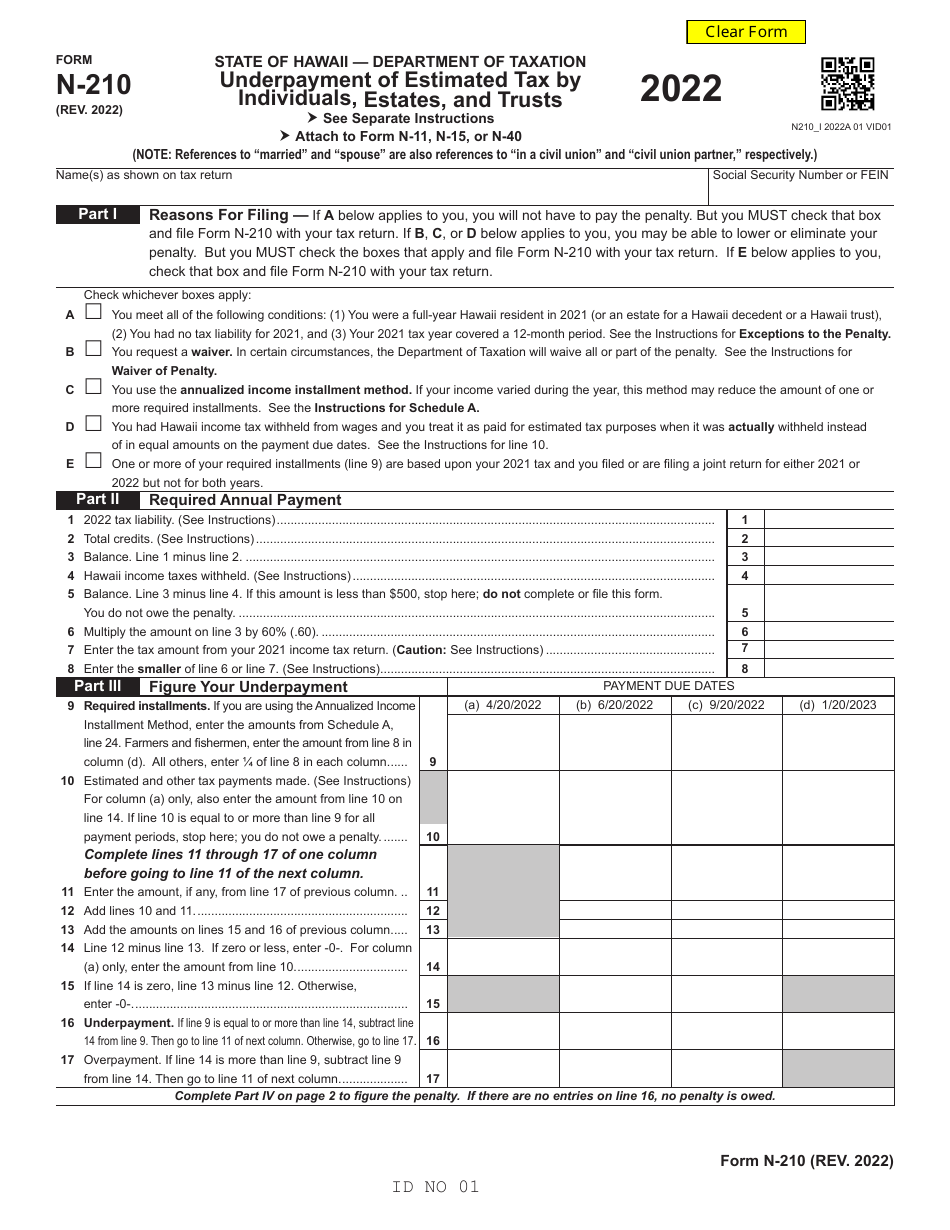 Form N-210 - 2022 - Fill Out, Sign Online and Download Fillable PDF ...