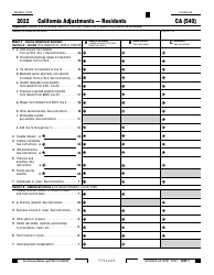 Form 540 Schedule CA - 2022 - Fill Out, Sign Online and Download ...