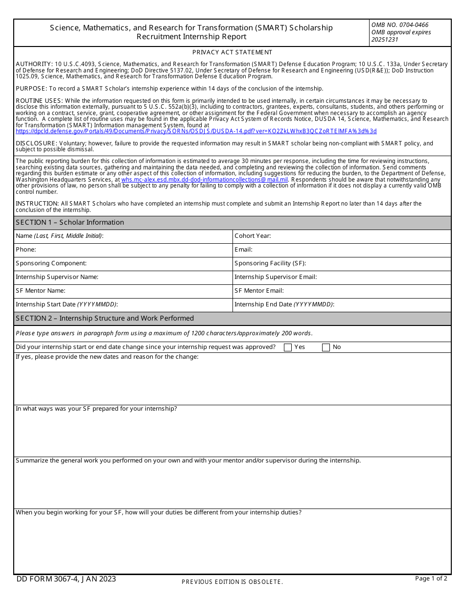 DD Form 3067-4 Download Fillable PDF or Fill Online Science ...