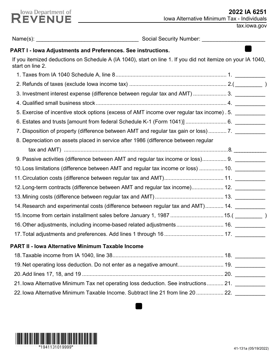 Form IA6251 (41-131) - 2022 - Fill Out, Sign Online and Download ...