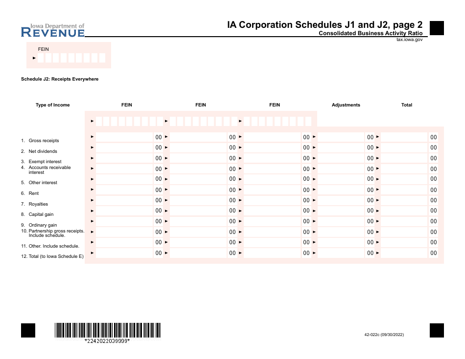 Form 42-022 Schedule I, J1, J2 - Fill Out, Sign Online and Download Fillable PDF, Iowa ...
