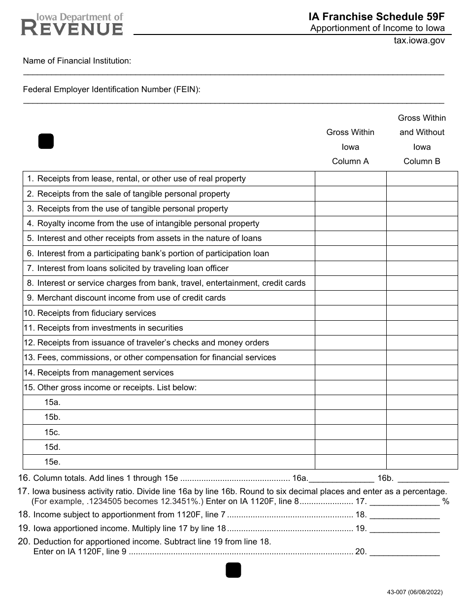 Form 43-007 Schedule 59F Download Printable PDF or Fill Online ...
