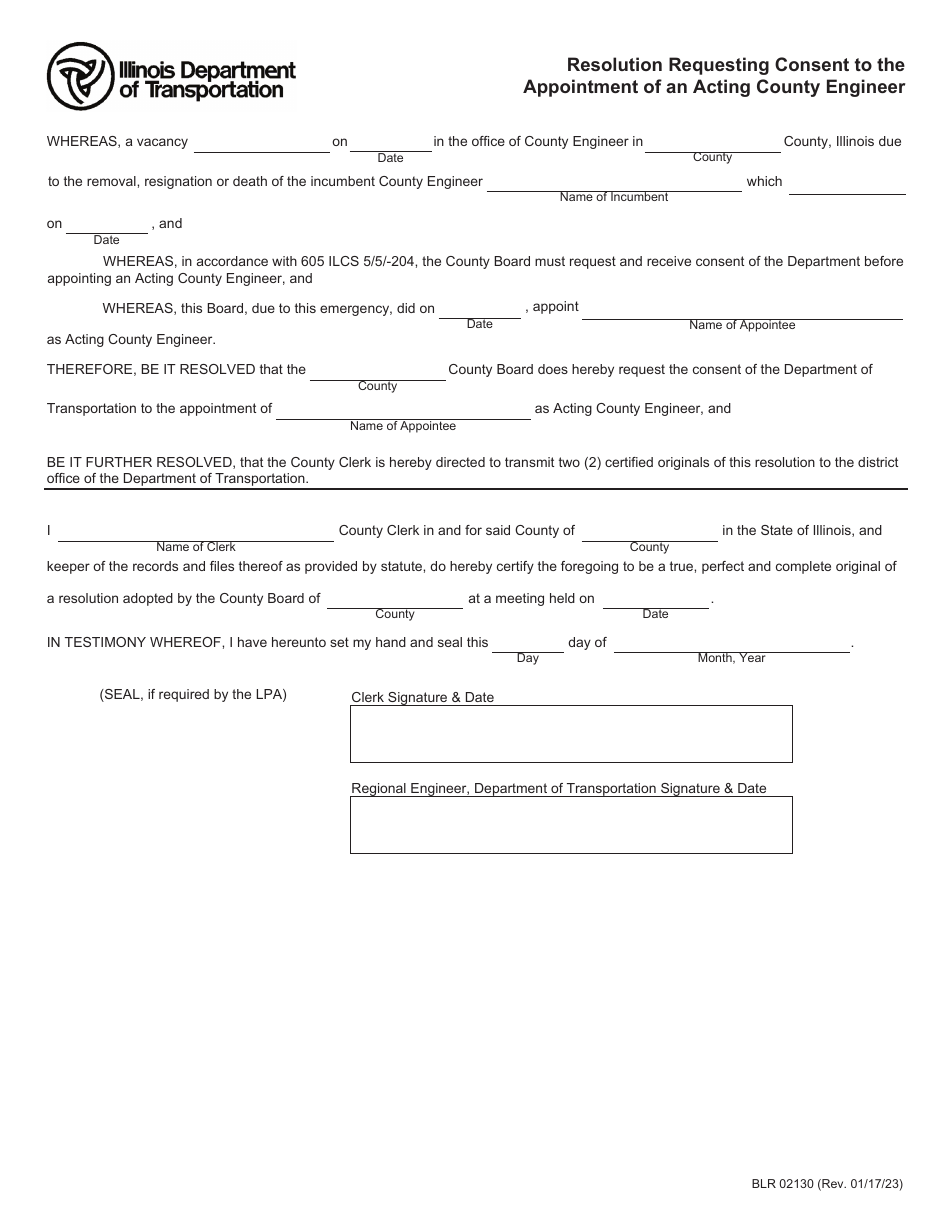 Form BLR02130 Download Fillable PDF or Fill Online Resolution ...