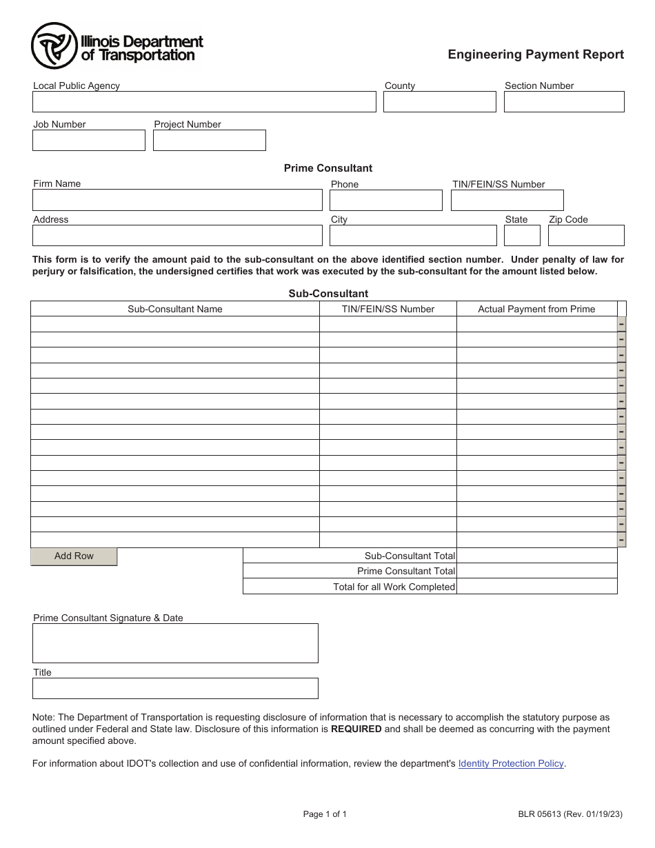 Form BLR05613 Download Fillable PDF or Fill Online Engineering Payment ...