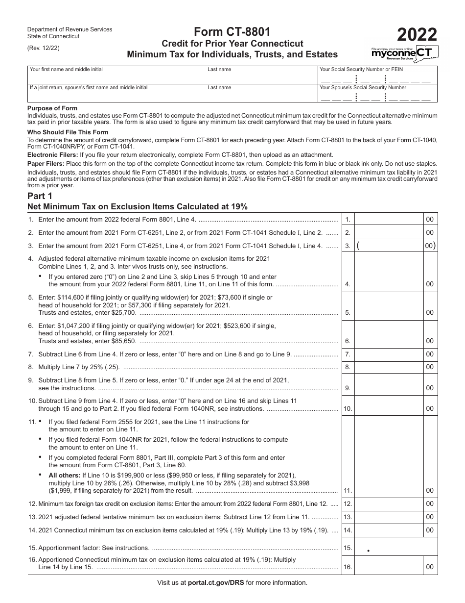 Form CT-8801 - 2022 - Fill Out, Sign Online and Download Printable PDF ...
