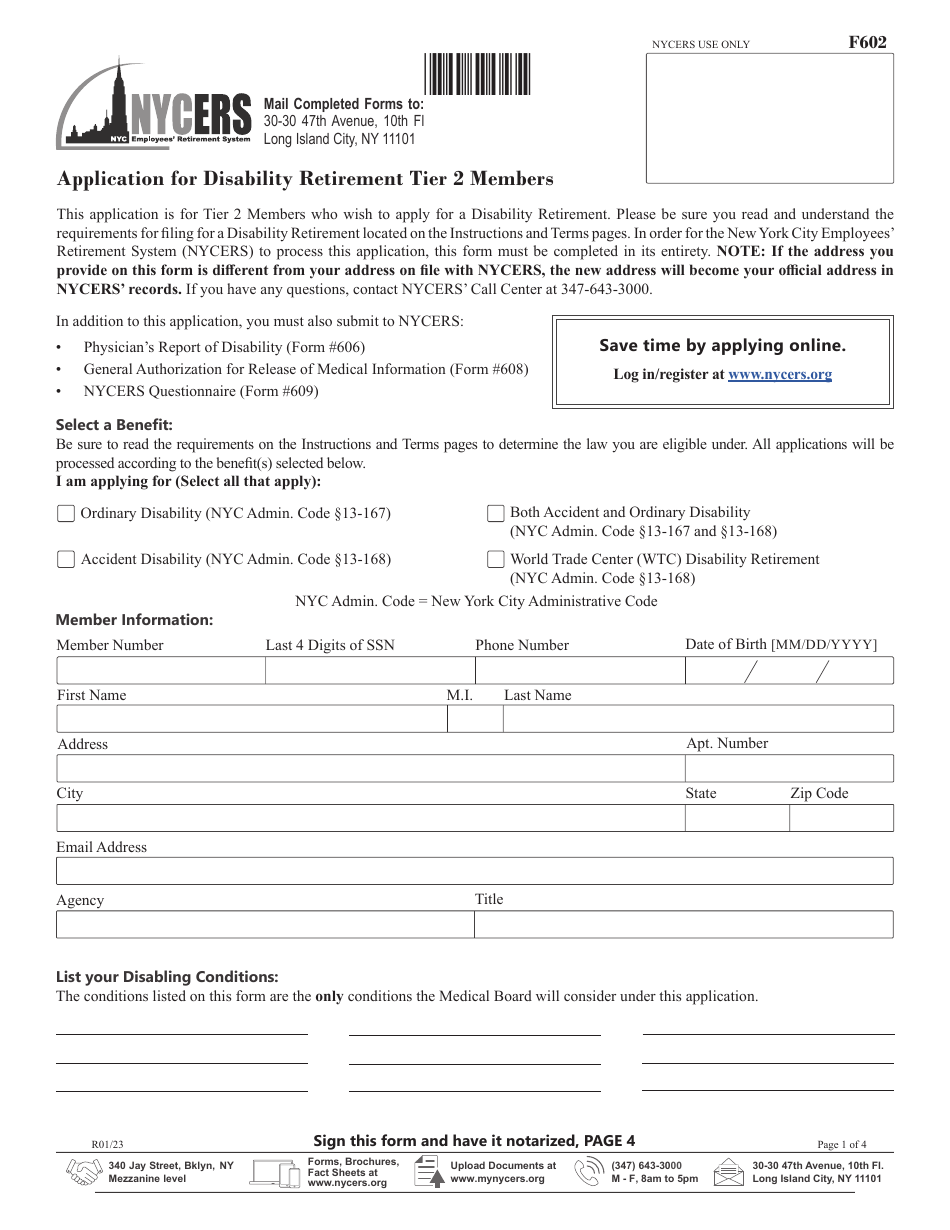 Form F602 Download Printable PDF or Fill Online Application for ...