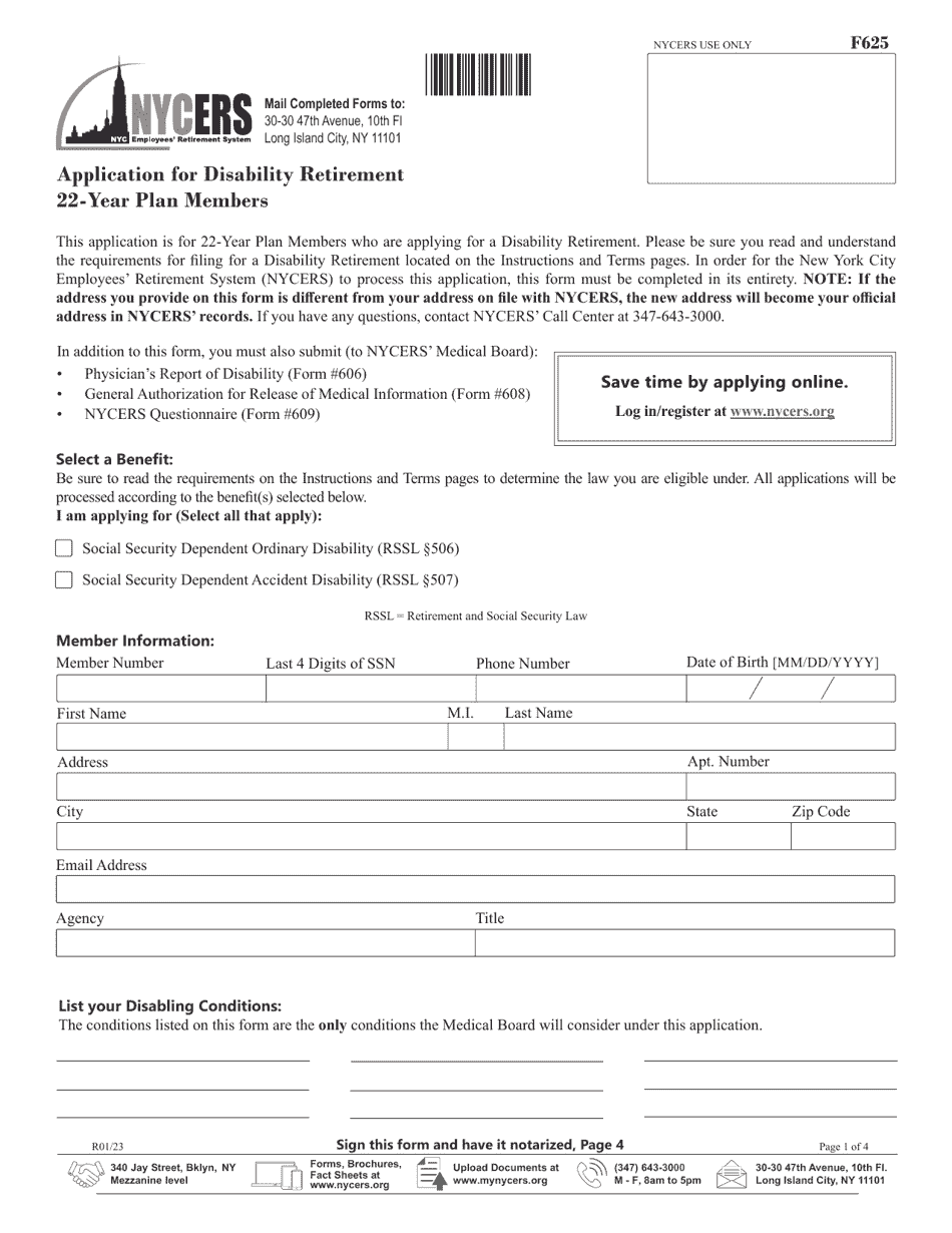 Form F625 Download Printable PDF or Fill Online Application for ...
