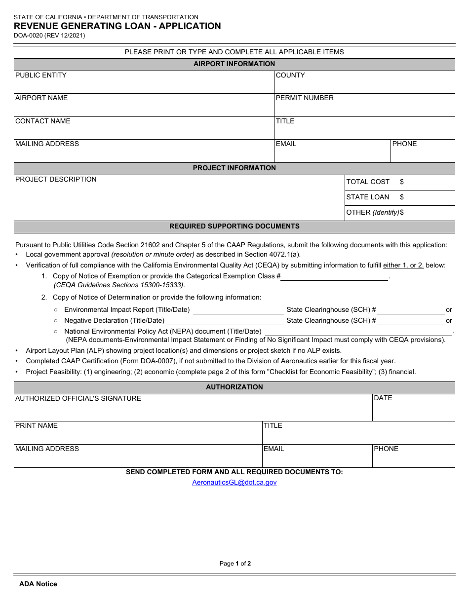 Form DOA-0020 Download Fillable PDF or Fill Online Revenue Generating ... Form DOA-0020 Download Fillable PDF or Fill Online Revenue Generating ...