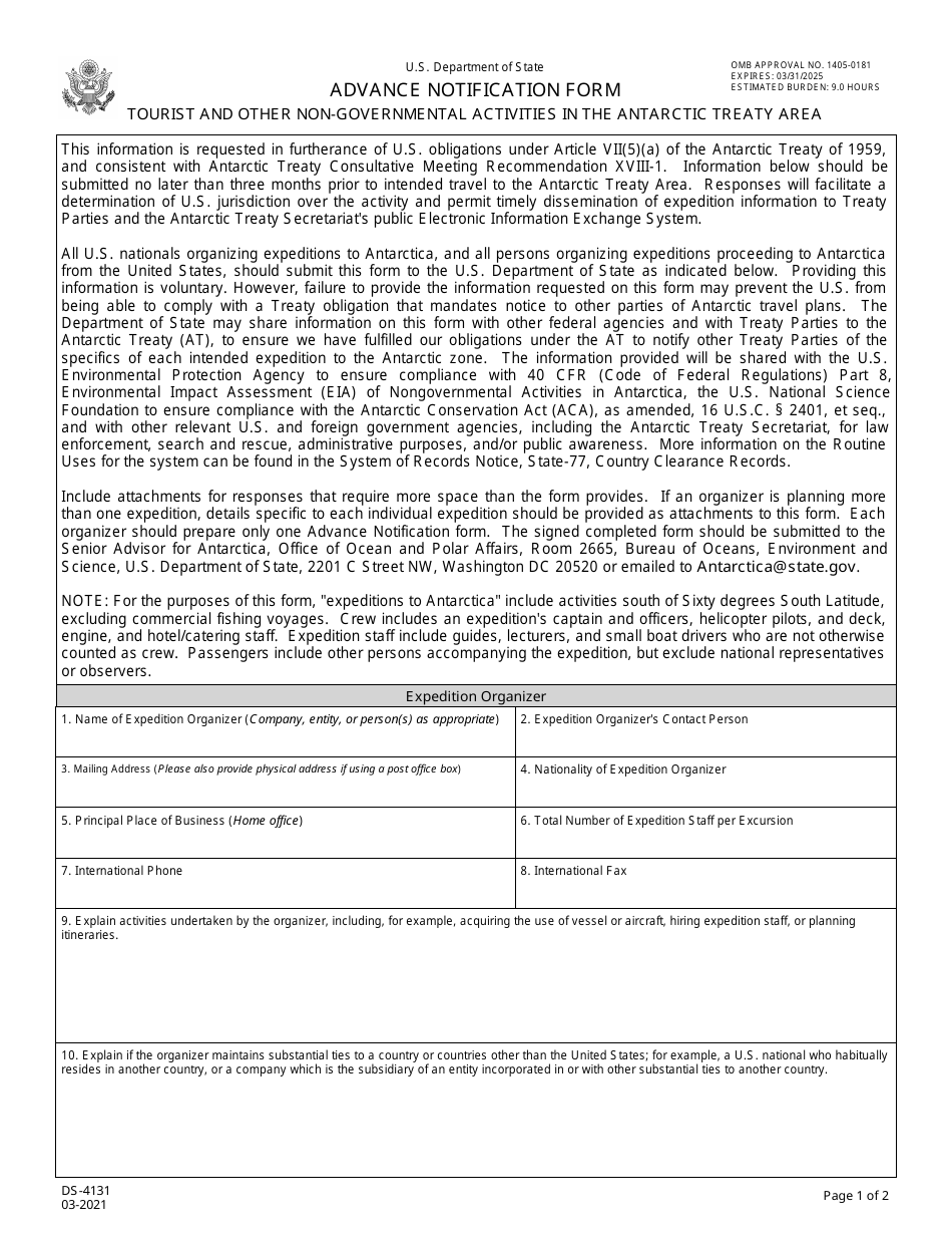 Form DS-4131 - Fill Out, Sign Online and Download Fillable PDF ...