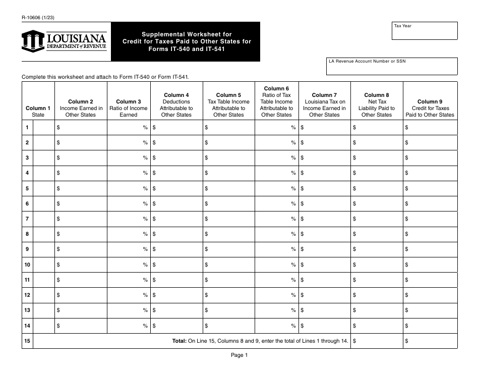 Form R-10606 Download Fillable PDF or Fill Online Supplemental ...