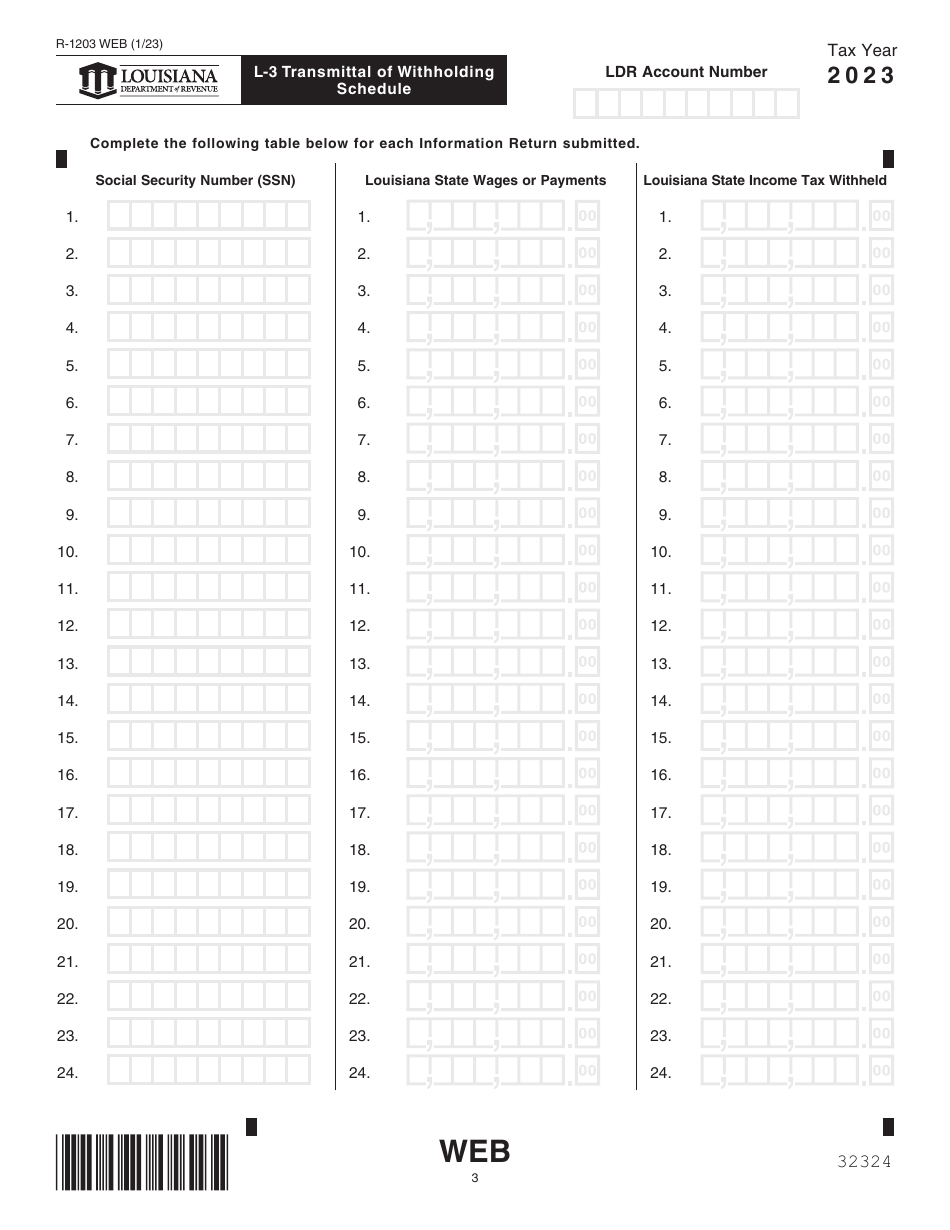 Form L-3 (R-1203) Download Fillable PDF or Fill Online Transmittal of ... Form L-3 (R-1203) Download Fillable PDF or Fill Online Transmittal of ...