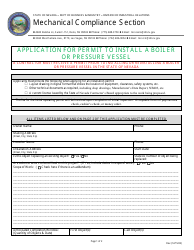 Nevada Application for Permit to Install a Boiler or Pressure Vessel ...