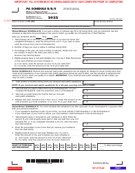 Form PA-1000 Schedule B/D/E Download Fillable PDF or Fill Online Widow ...