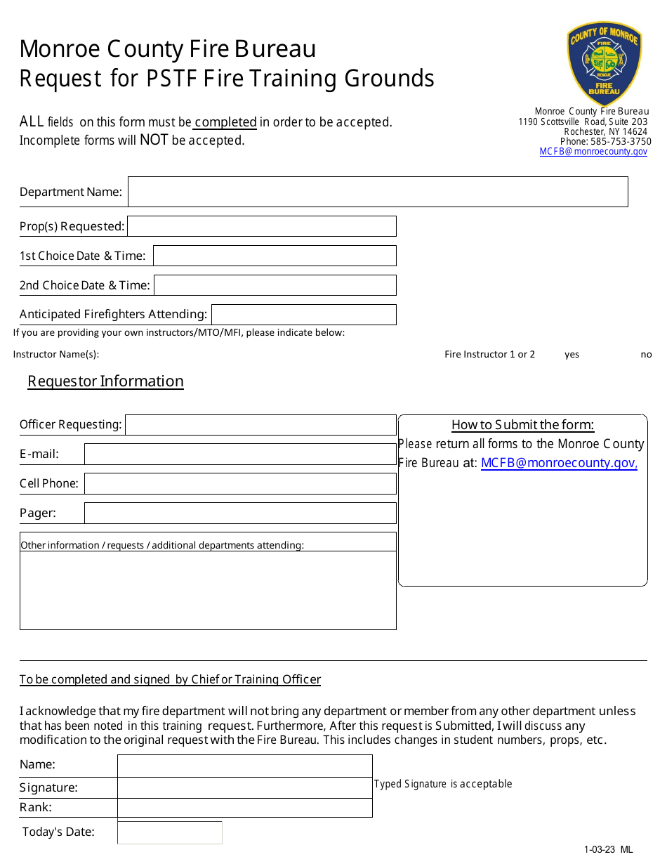 Monroe County, New York Request for Pstf Fire Training Grounds Download ...