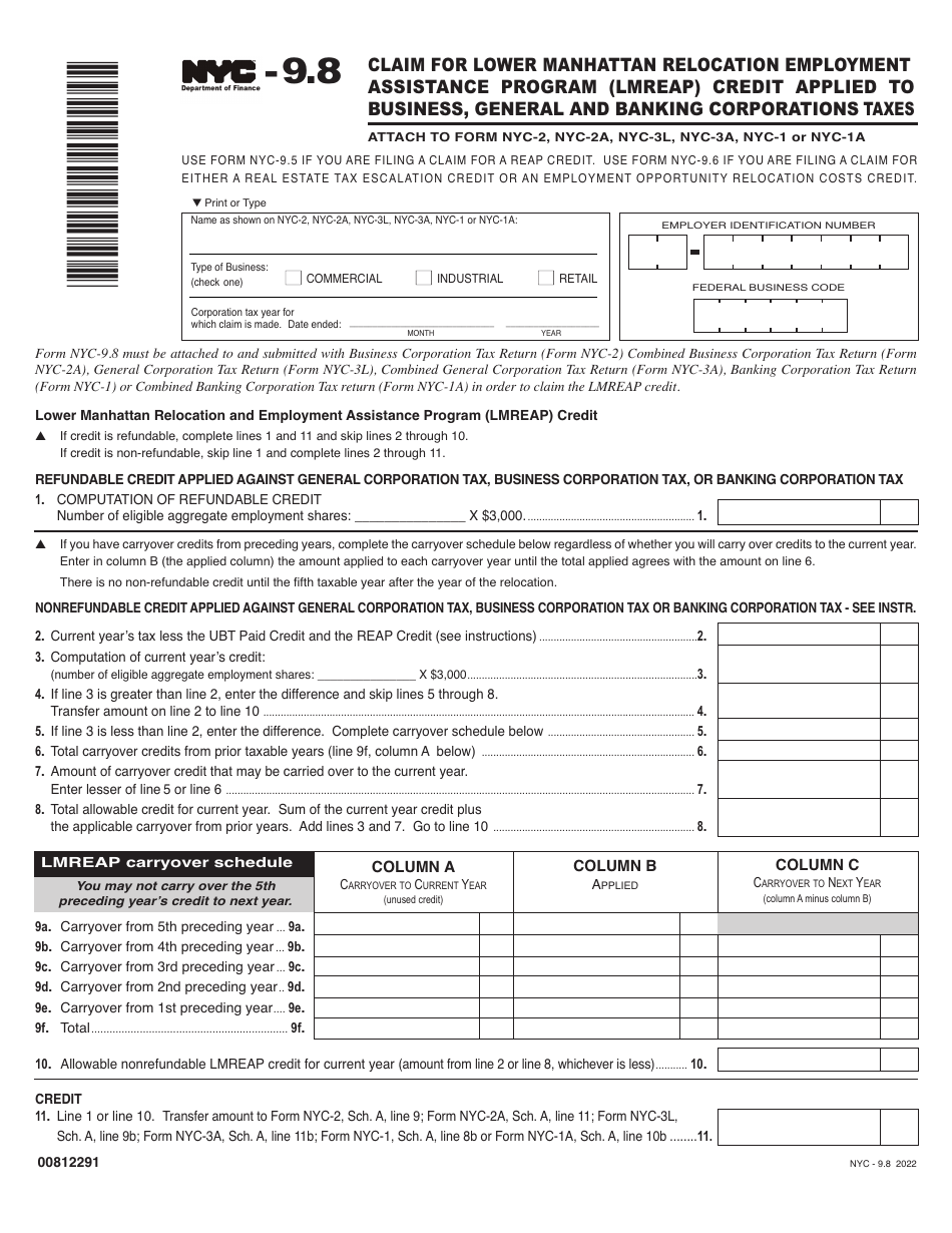 Form NYC-9.8 - 2022 - Fill Out, Sign Online and Download Printable PDF ...