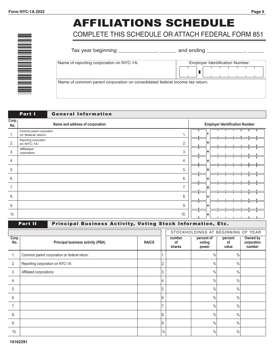 Form NYC-1A - 2022 - Fill Out, Sign Online and Download Printable PDF ...