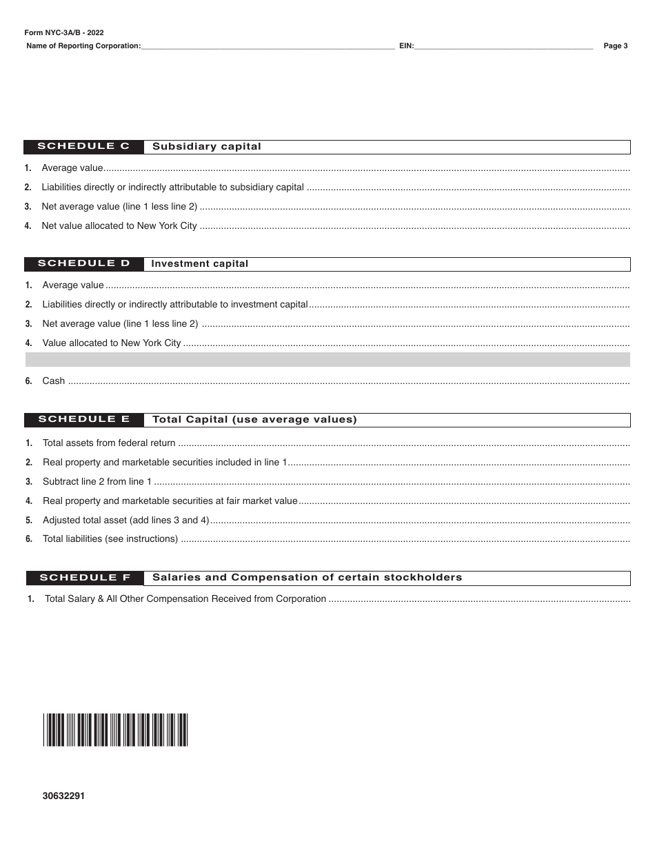 Form NYC-3A/B Download Printable PDF or Fill Online Subsidiary Detail ...