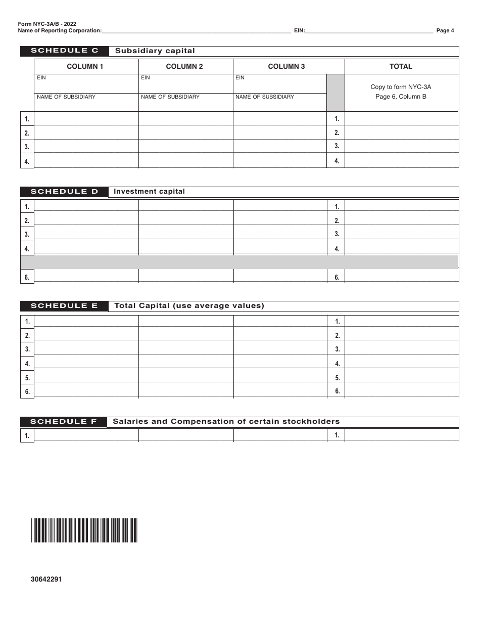 Form NYC-3A/B Download Printable PDF or Fill Online Subsidiary Detail ...