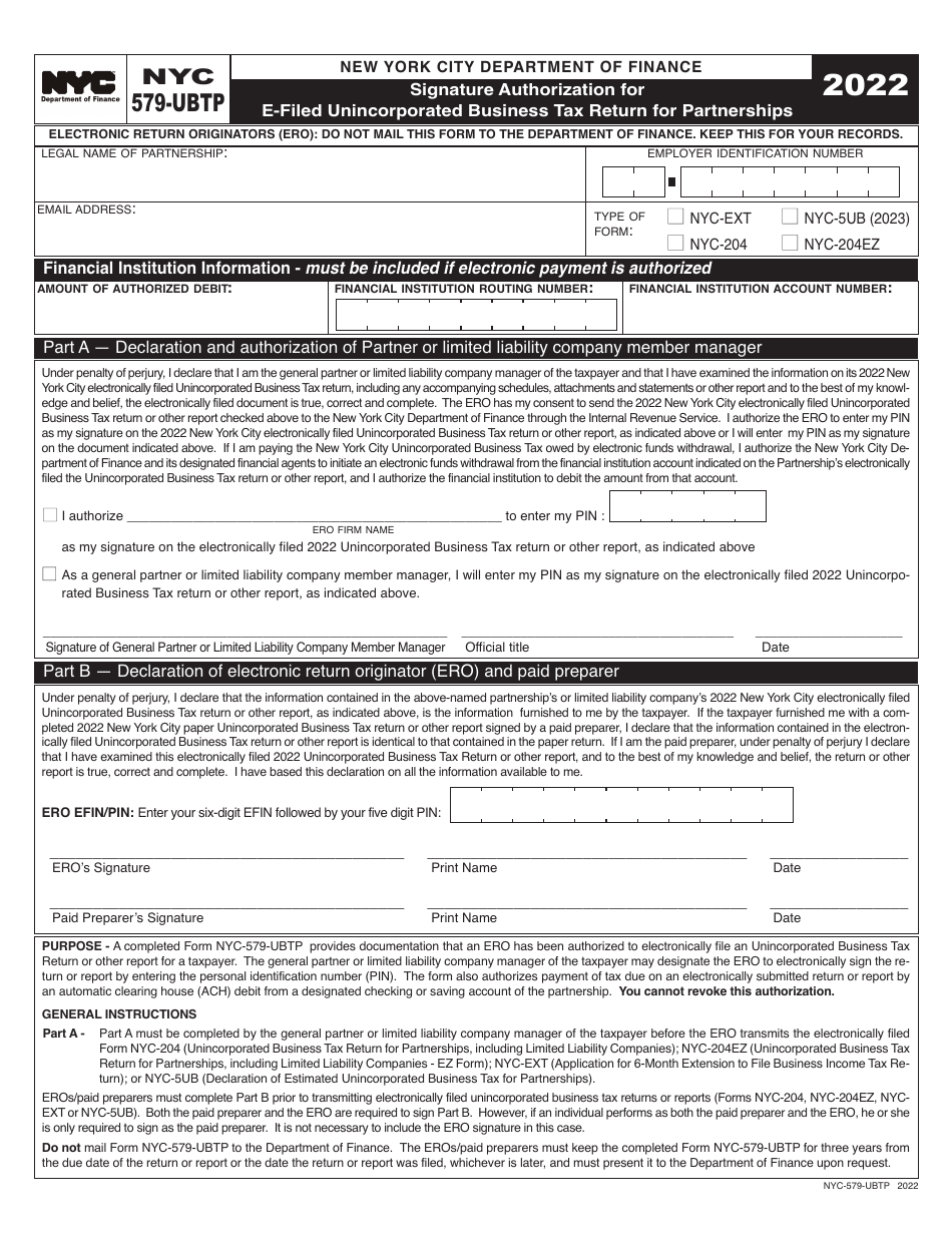 Form 579-UBPT - 2022 - Fill Out, Sign Online and Download Printable PDF ...