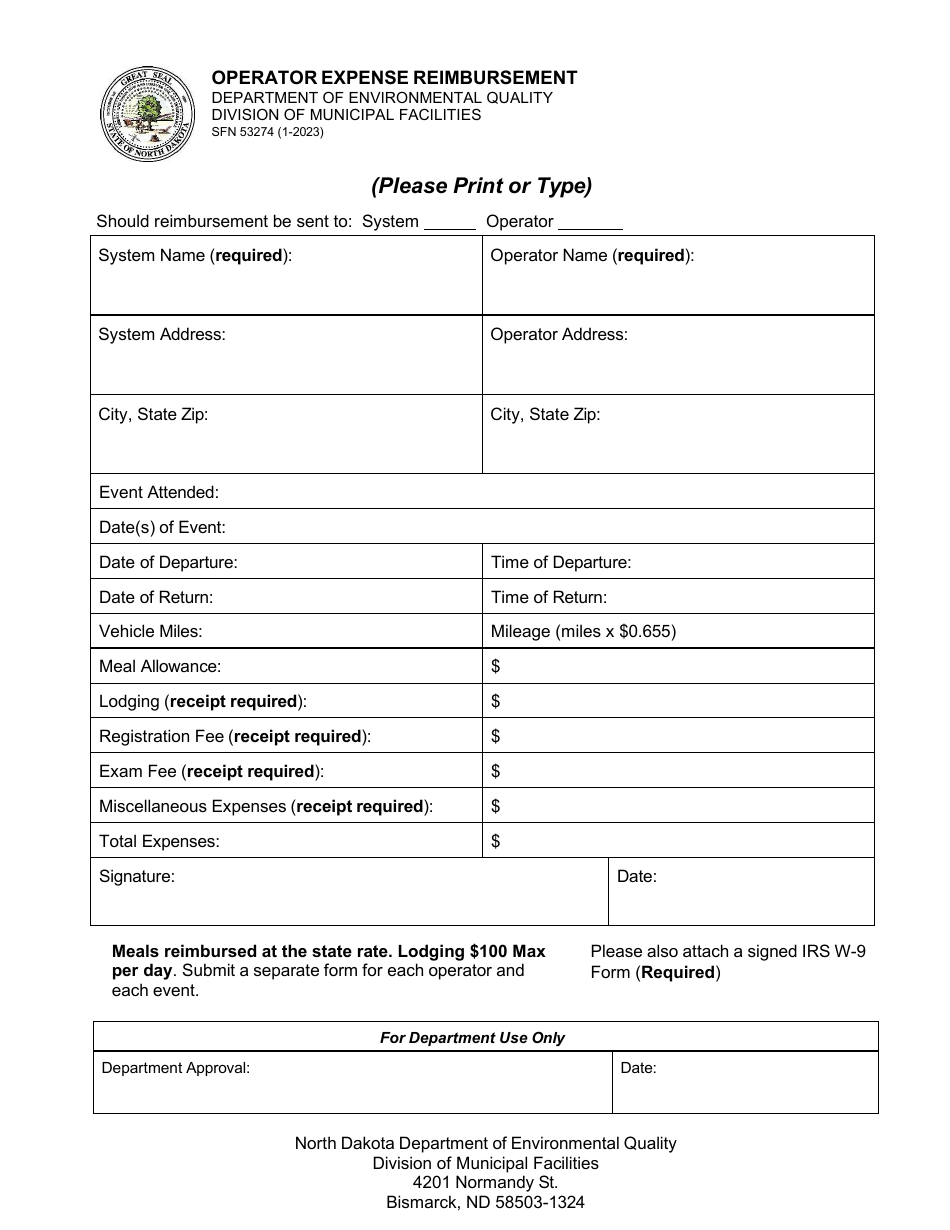 Form SFN53274 - Fill Out, Sign Online and Download Printable PDF, North ...