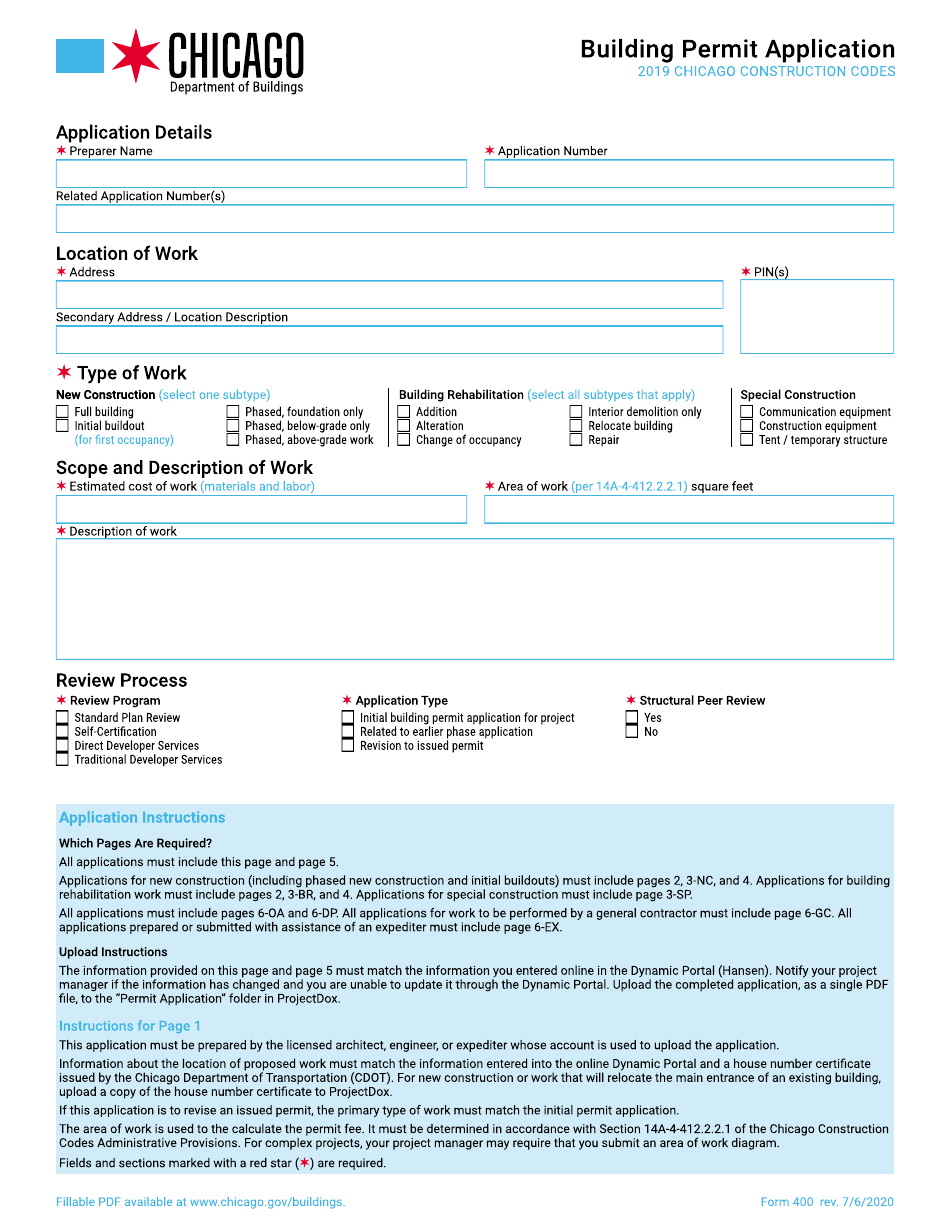 Form 400 - Fill Out, Sign Online and Download Fillable PDF, City of ...