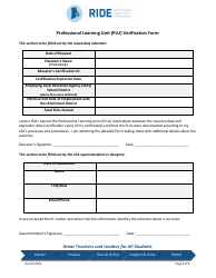 Rhode Island Professional Learning Unit (Plu) Verification Form ...
