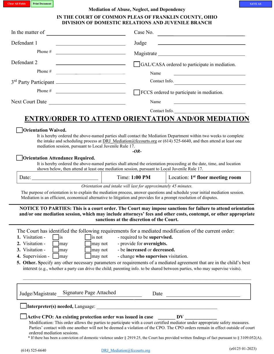 Form E0125 - Fill Out, Sign Online and Download Fillable PDF, Franklin ...