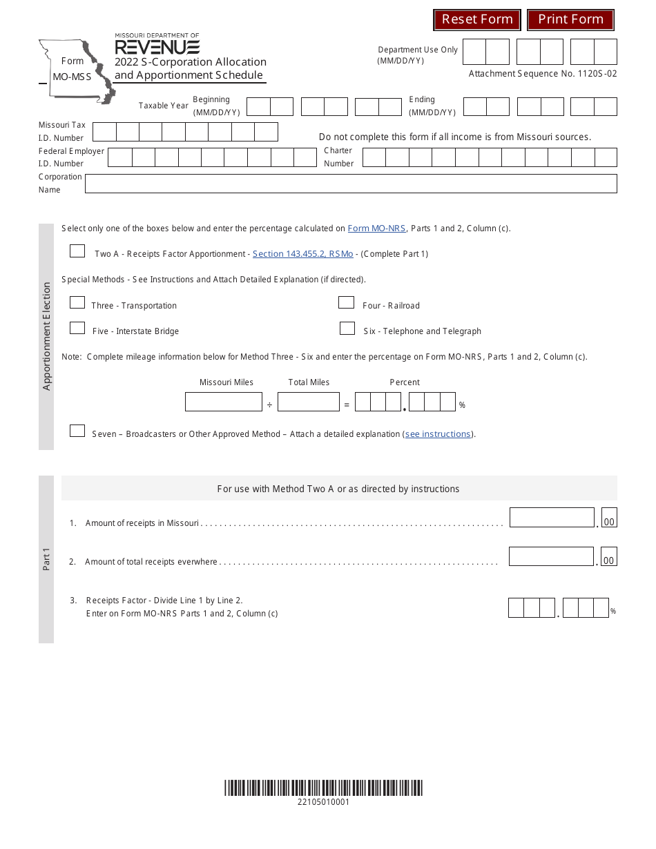 Form MO-MSS - 2022 - Fill Out, Sign Online and Download Fillable PDF ...