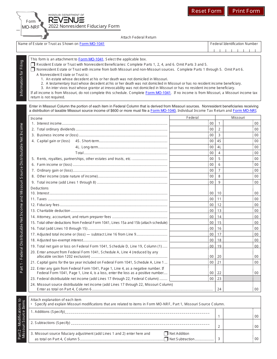 Form MO-NRF - 2022 - Fill Out, Sign Online and Download Fillable PDF ...