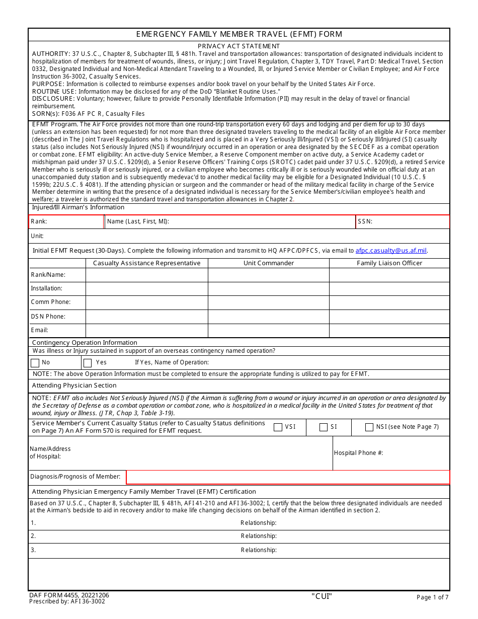 DAF Form 4455 - Fill Out, Sign Online and Download Fillable PDF ...