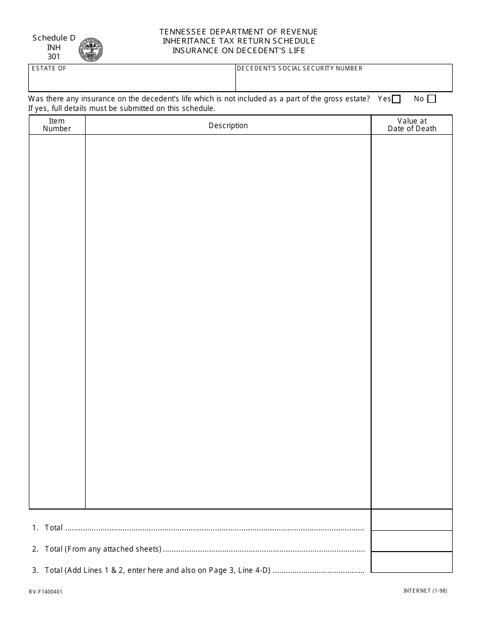 Form INH301 (RV-F1400401) Schedule D - Fill Out, Sign Online and ...