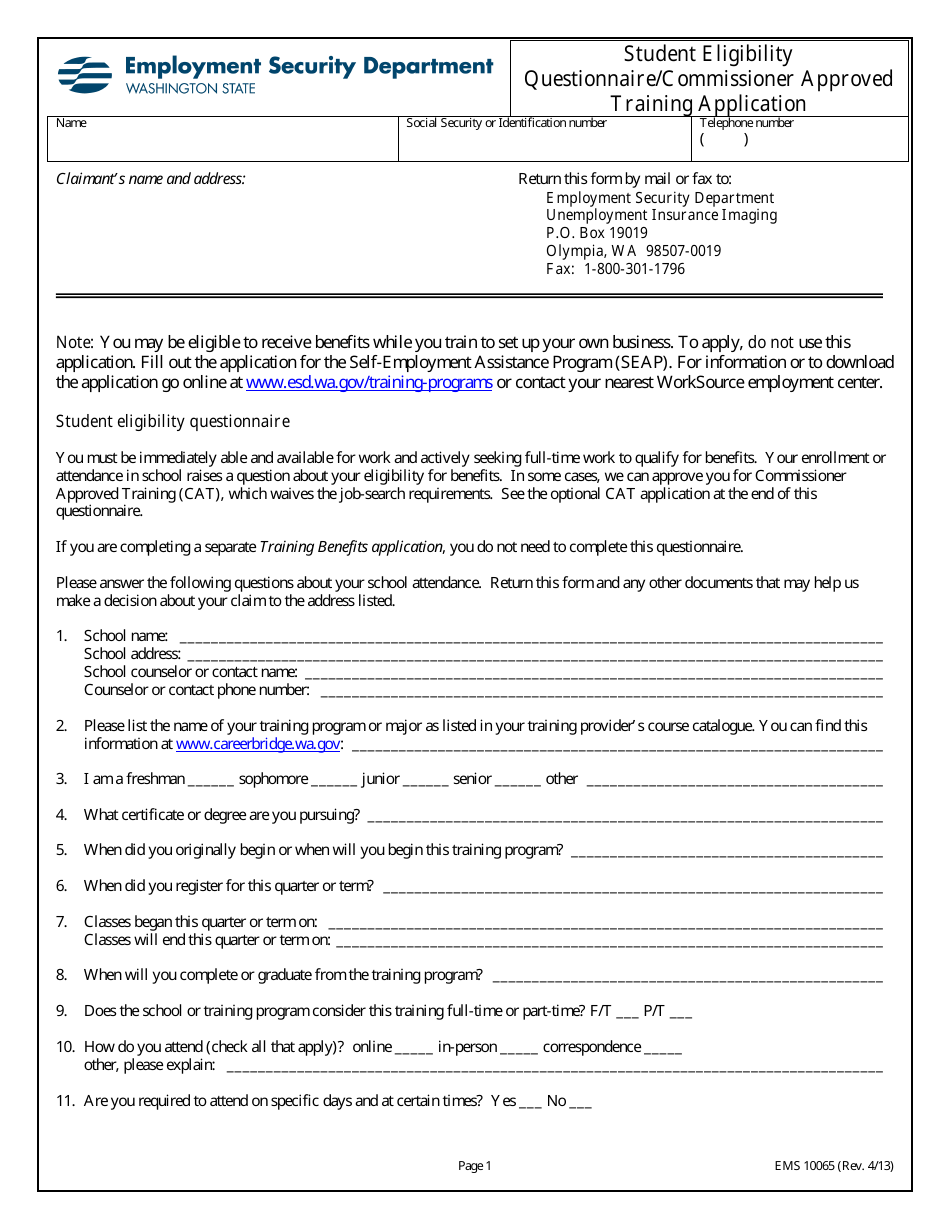 Form EMS10065 - Fill Out, Sign Online and Download Printable PDF ...