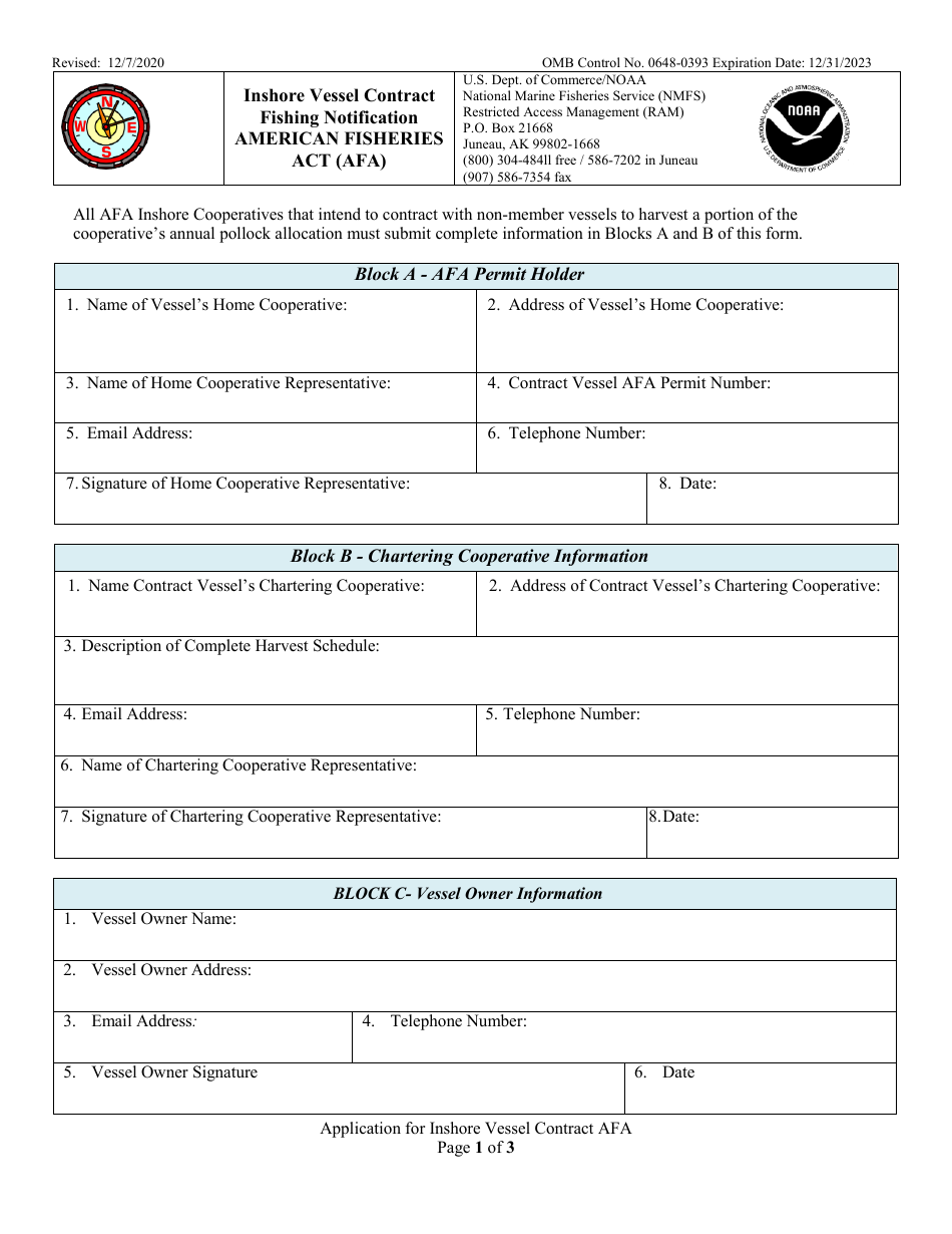 Afa Inshore Vessel Contract Fishing Notification - Fill Out, Sign ...