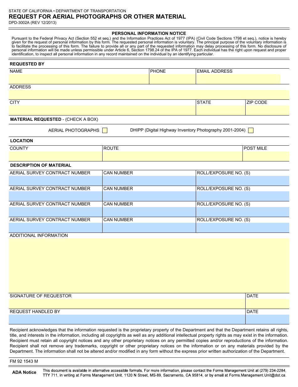 Form DPD-3002A - Fill Out, Sign Online and Download Fillable PDF ...