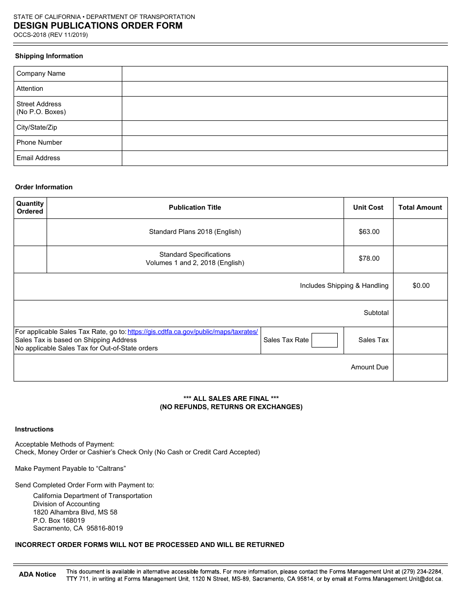 Form OCCS-2018 - Fill Out, Sign Online and Download Fillable PDF ...