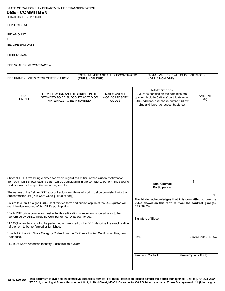 Form OCR-0006 - Fill Out, Sign Online and Download Fillable PDF ...
