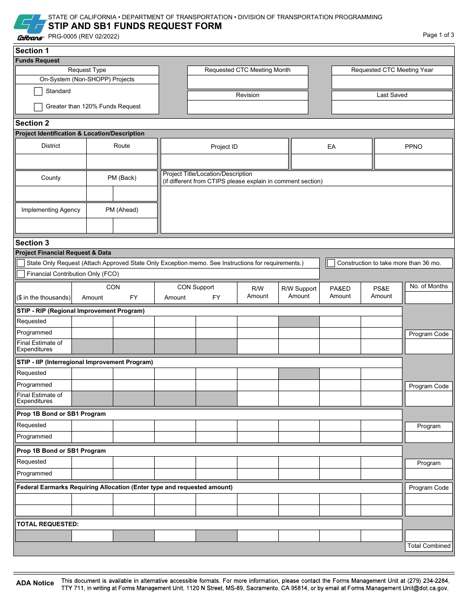 Form PRG-0005 Download Fillable PDF or Fill Online Stip and Sb1 Funds ...