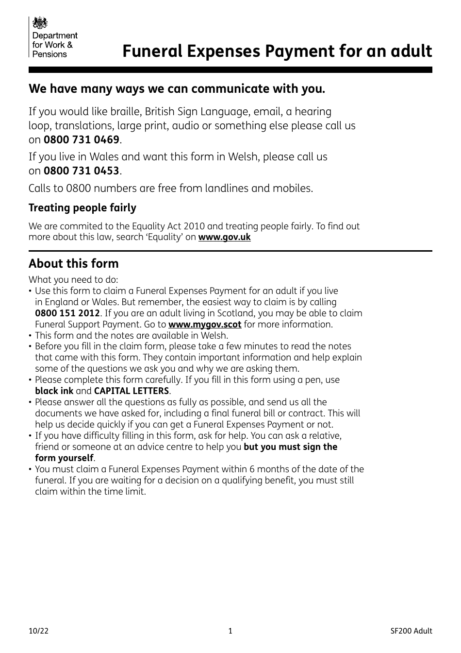 Form SF200 ADULT - Fill Out, Sign Online and Download Fillable PDF ...