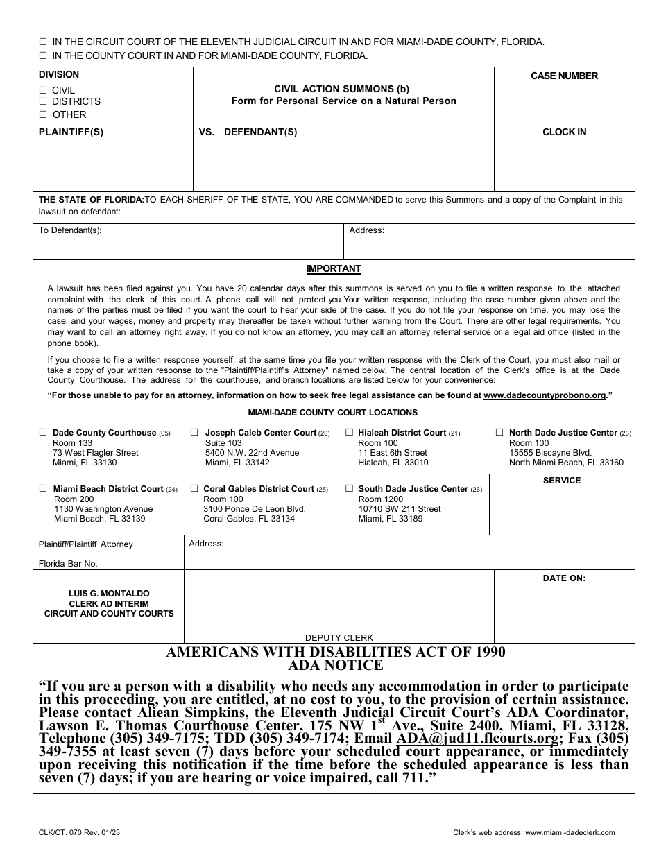 Form CLK/CT.070 - Fill Out, Sign Online and Download Printable PDF ...