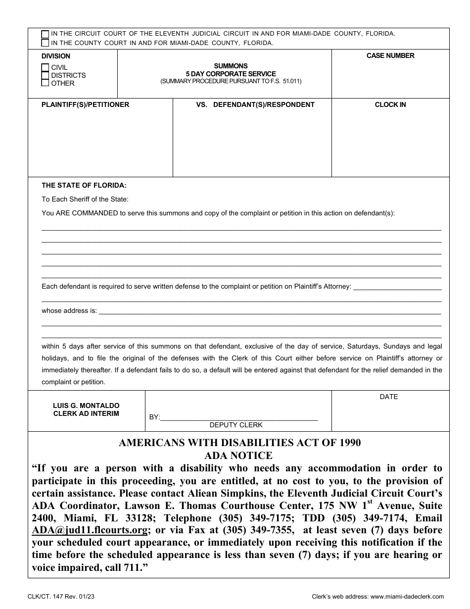 Form CLK/CT.147 - Fill Out, Sign Online and Download Fillable PDF ...
