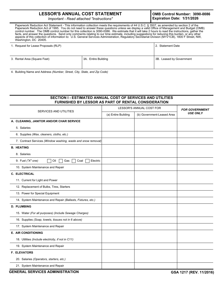 GSA Form 1217 - Fill Out, Sign Online and Download Fillable PDF ...