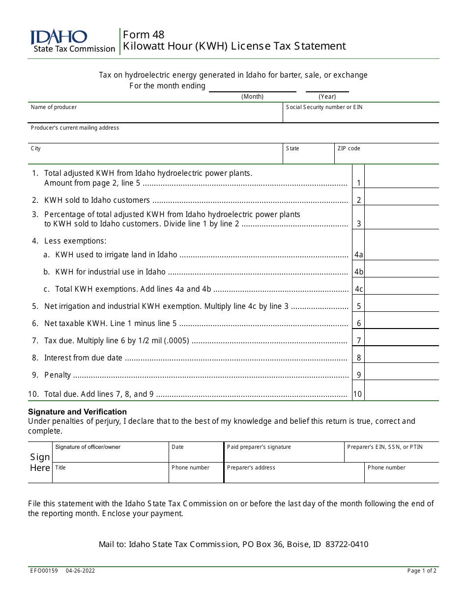 Form 48 (EFO00159) - 2022 - Fill Out, Sign Online and Download Fillable ...