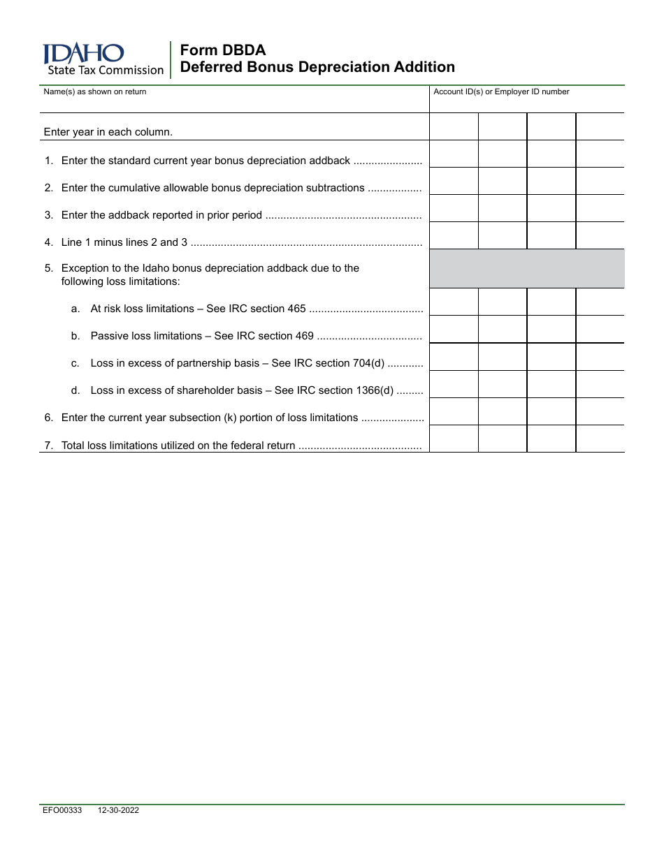 Form DBDA (EFO00333) - Fill Out, Sign Online and Download Fillable PDF ...