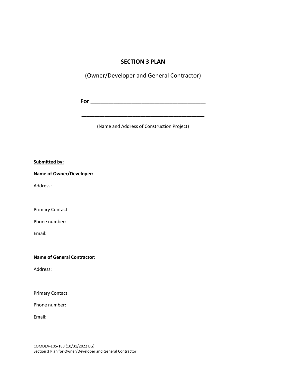 Form COMDEV-105-183 Download Printable PDF or Fill Online Section 3 ...